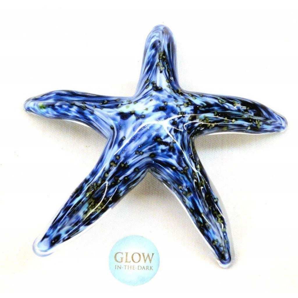 Dynasty Gallery Hand Blown Glass Walking Starfish, Blue Glows in the D ...